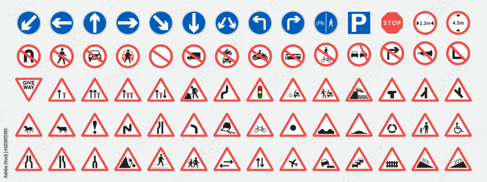Traffic signs. Traffic-Road Sign Collection web icons. Vector traffic ...
