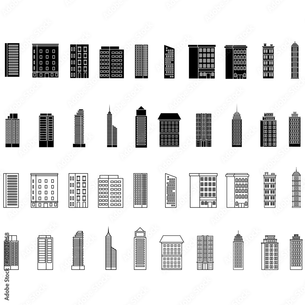 Skyscraper icon vector. Building illustration sign. high-rise building ...