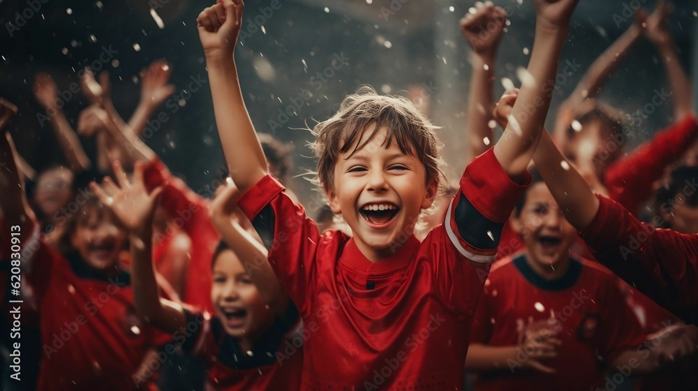 Victorious kids celebrate as champions in sports Stock Photo | Adobe Stock