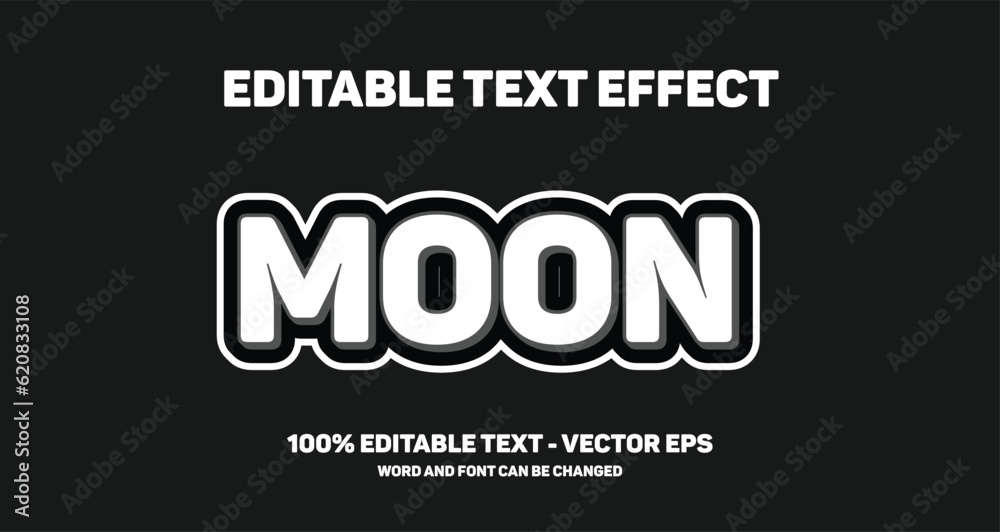 moon 3d text effect teamplate Stock Vector | Adobe Stock