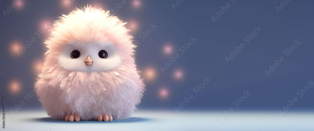 Cute fluffy woolly baby owl made from material and fabric beads ...