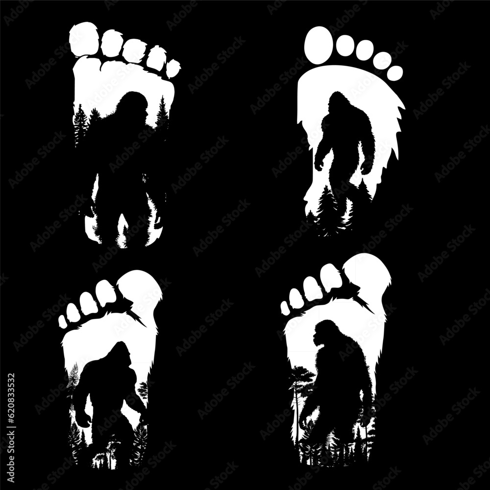 Sasquatch bigfoot logo silhouette vector design Stock Vector | Adobe Stock
