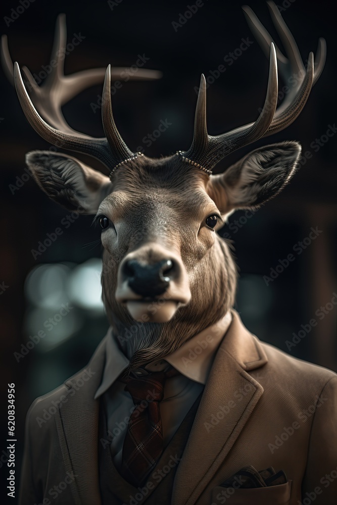 Moose in a brown suit. Mafia godfather, boss. Deer - manager of the ...