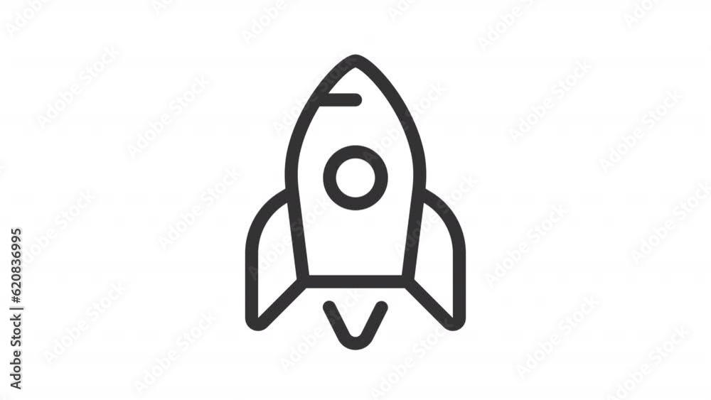Rocket animated icon. Flying up line animation. Reaching goal. Personal ...