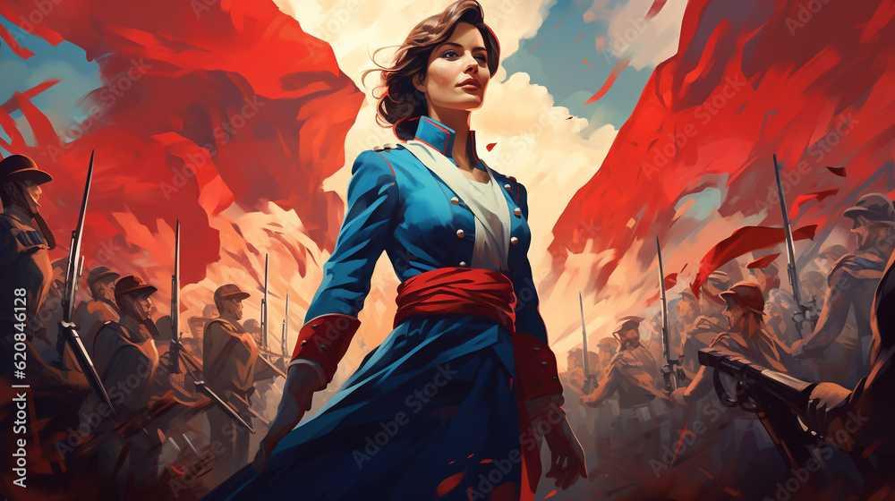Marianne, liberté guidant le peuple, révolution française, bleu blanc ...