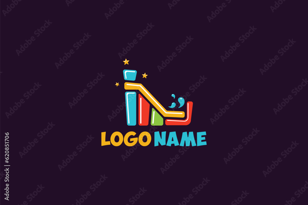 Inflatable Water Slide Logo Design - Logo Design Template Stock Vector ...