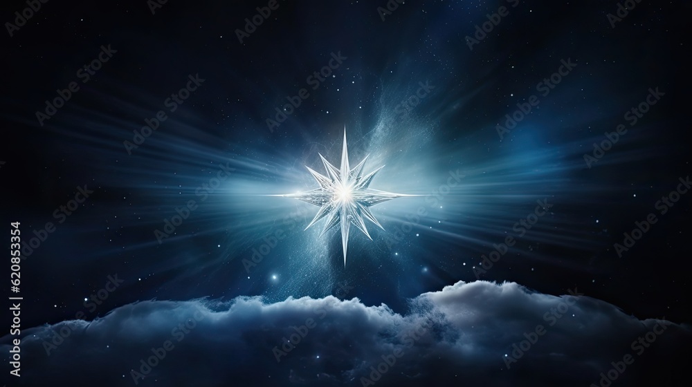 Bright Star over Bethlehem: Christmas Nativity Scene with Shining Star ...
