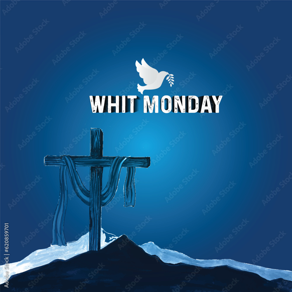 Vector illustration of Whit Monday background. Whit Monday or Pentecost ...