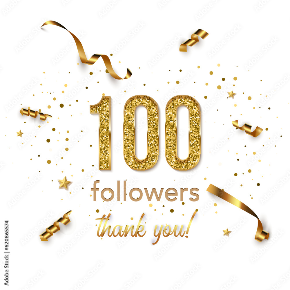 100 followers celebration square vector banner. Social media ... 100 followers celebration square vector banner. Social media ...