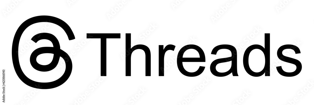 Threads logo icon with text isolated on transparent background, vector ...