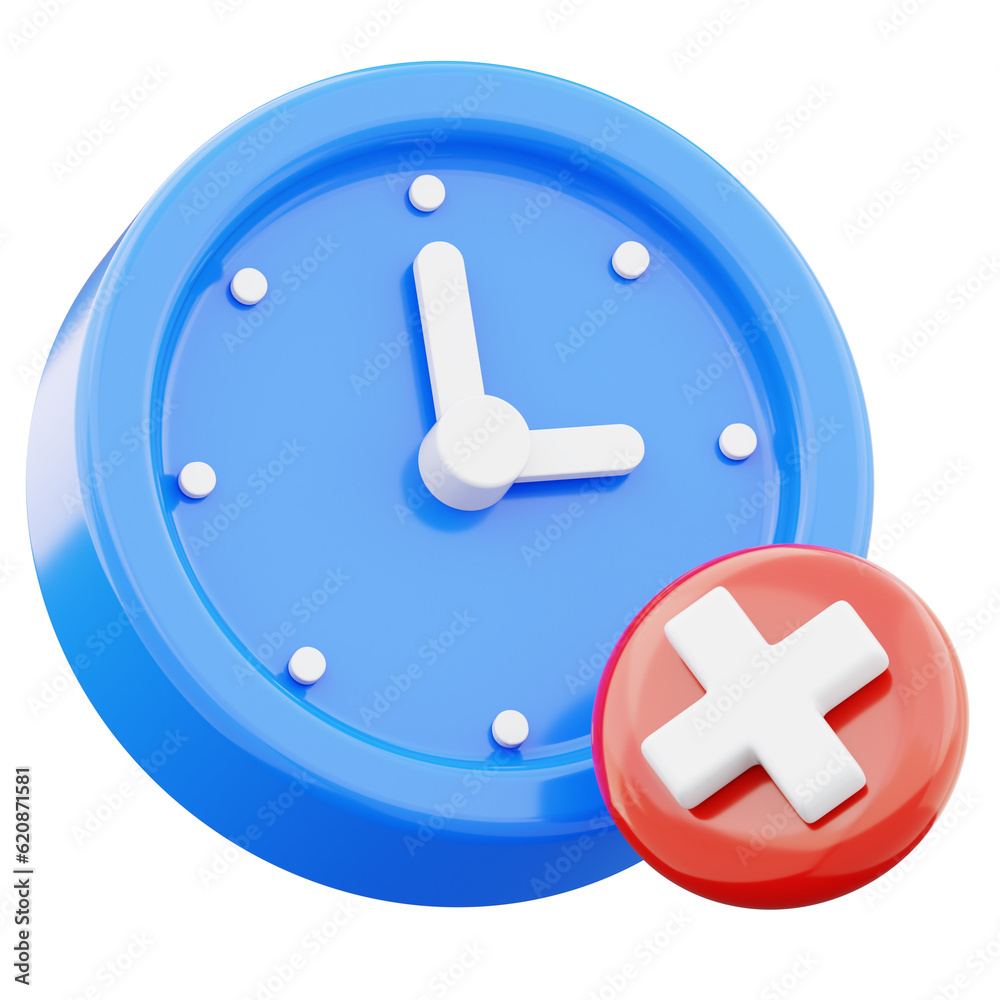 Alarm clock icon wrong warning symbol 3d render illustration isolated ...