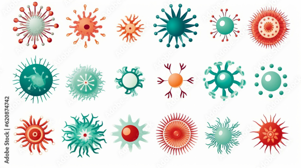 Pack of virus and logos and flat icons isolated on white background ...