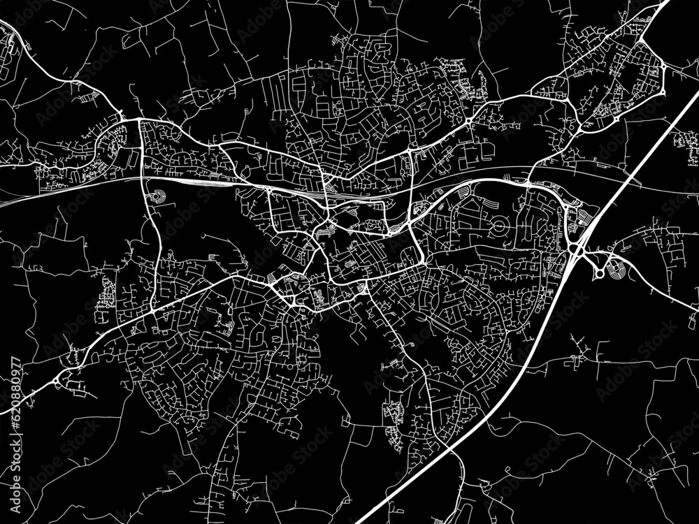 Vector road map of the city of Taunton in the United Kingdom on a black ...