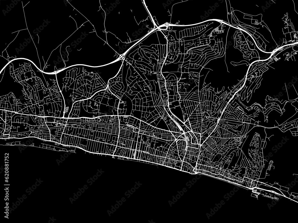 Vector road map of the city of Brighton in the United Kingdom on a ...