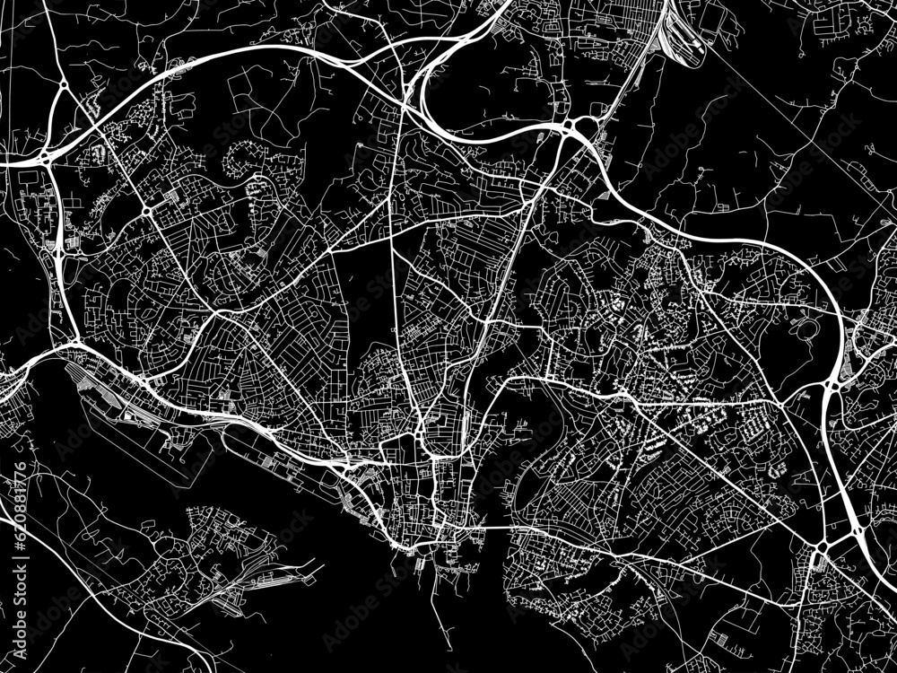 Vector road map of the city of Southampton in the United Kingdom on a ...