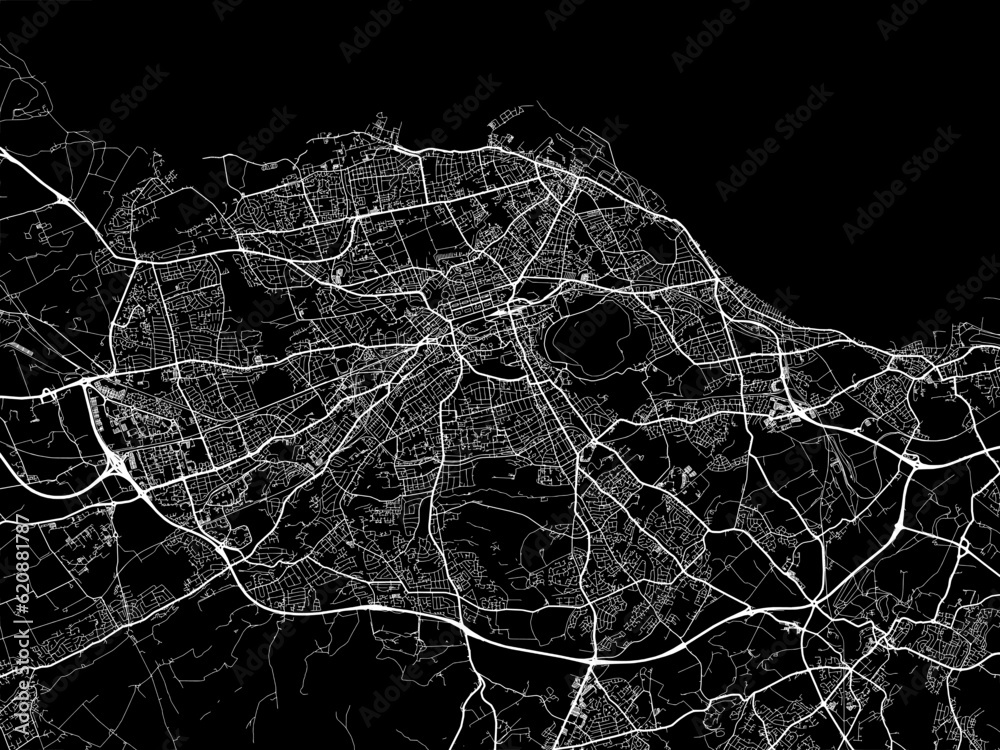 Vector road map of the city of Edinburgh in the United Kingdom on a ...