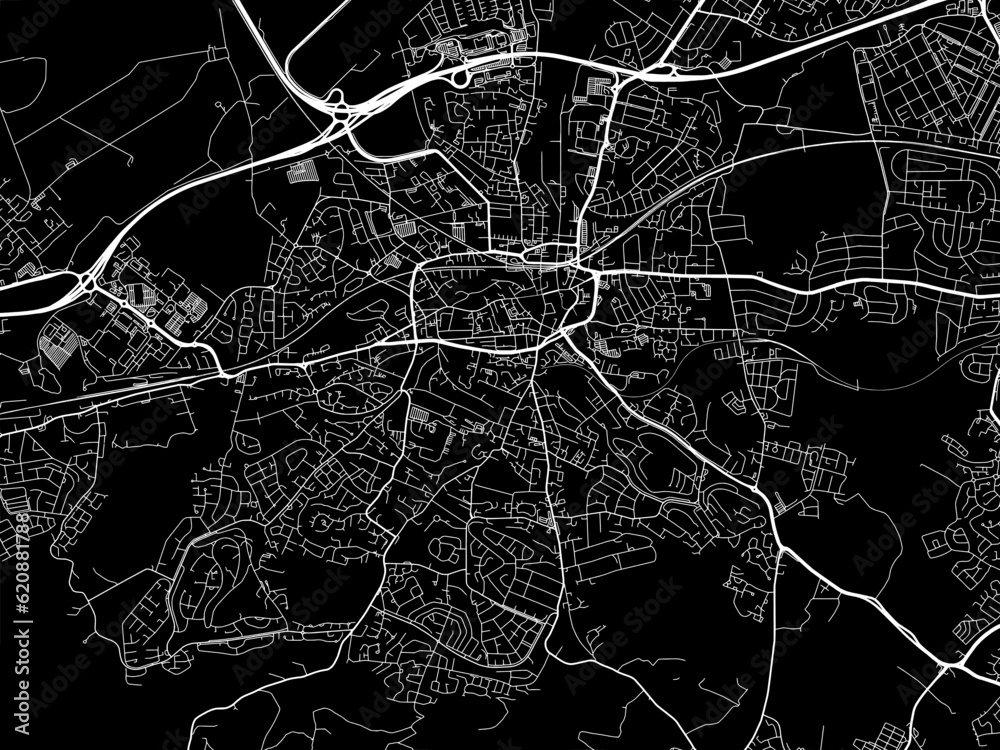 Vector road map of the city of Paisley in the United Kingdom on a black ...