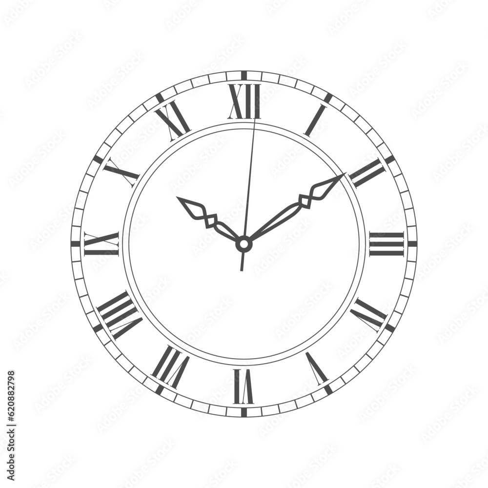 Vintage clock face graphic icon. Watch in retro style symbol isolated ...