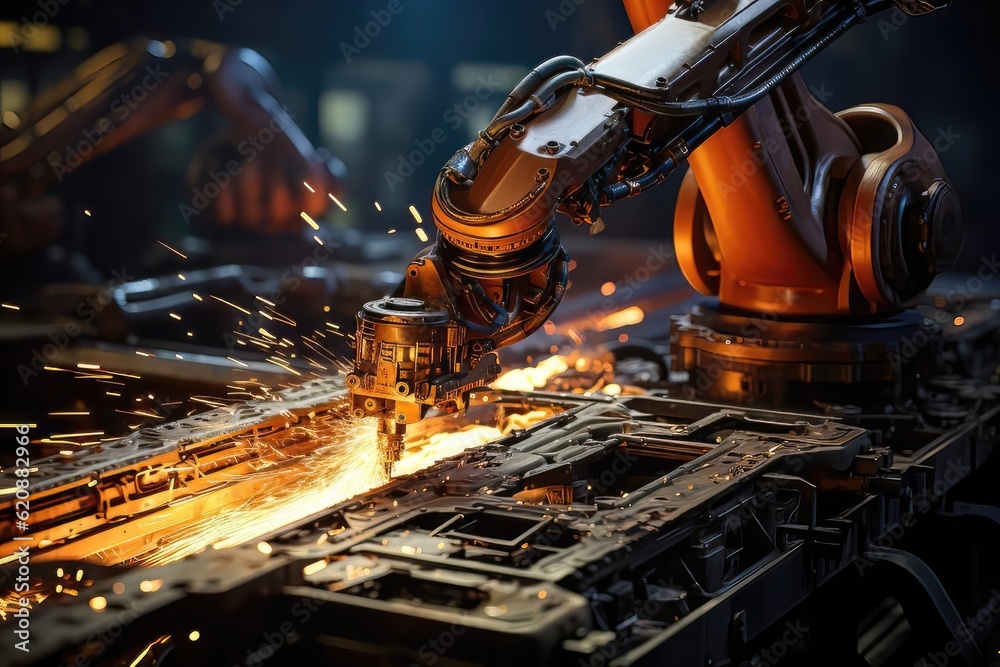 In an industrial facility, the autonomous arm is being utilized in ...