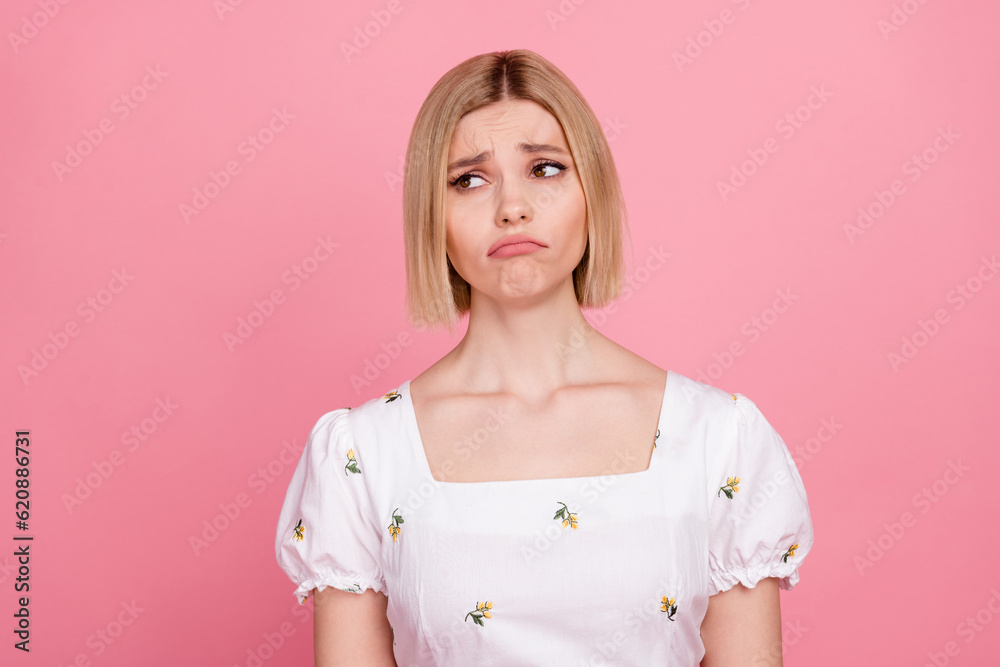 Portrait Photo Of Young Funny Depressed Girl Crying Negative Mood Sad Quarrel Conflict Look