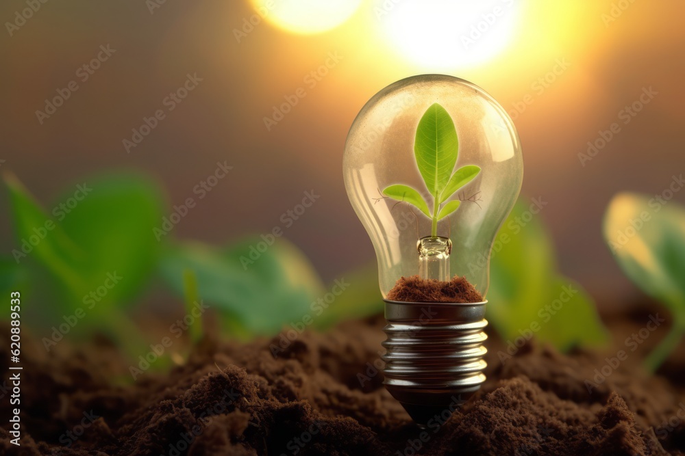 light bulb with green seed, Nurturing Growth: CGI Image of a Seedling ...