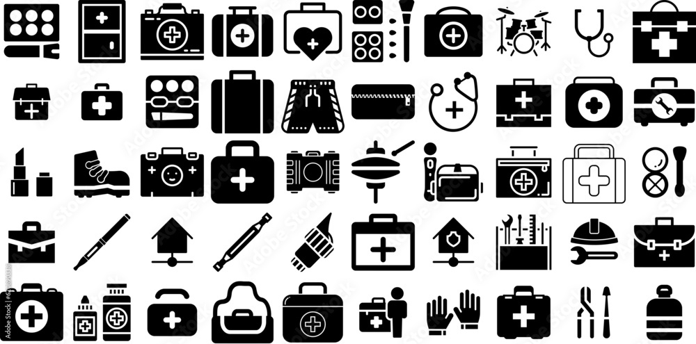 Massive Collection Of Kit Icons Bundle Hand-Drawn Isolated Simple ...
