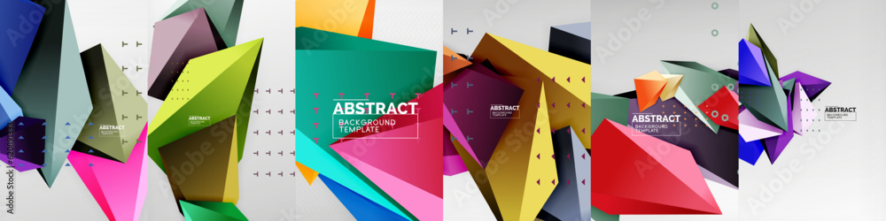 3D low poly triangle shape backgrounds showcase a collection of ...