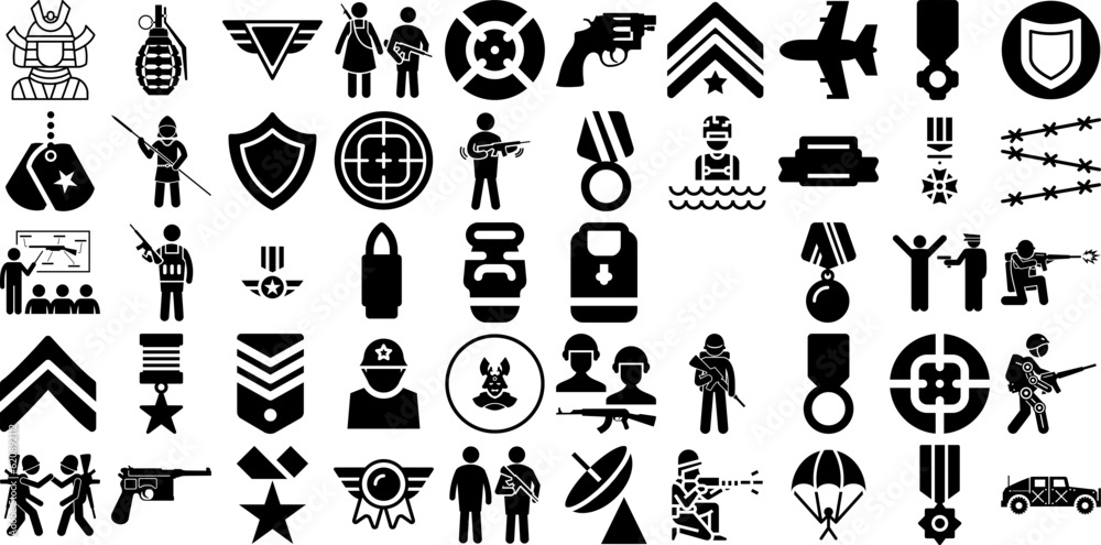 Massive Collection Of Soldier Icons Pack Hand-Drawn Isolated Modern ...