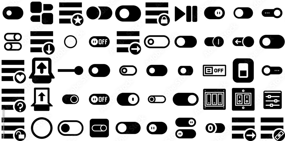 Vetor de Huge Collection Of Toggle Icons Collection Hand-Drawn Black ...