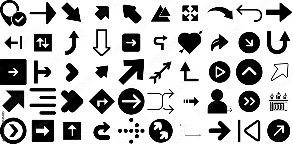 Big Collection Of Right Icons Set Flat Modern Symbols Icon, Foot, Way ...