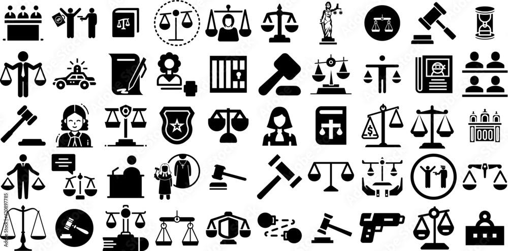 Huge Set Of Justice Icons Bundle Linear Vector Silhouette Equal Rights ...