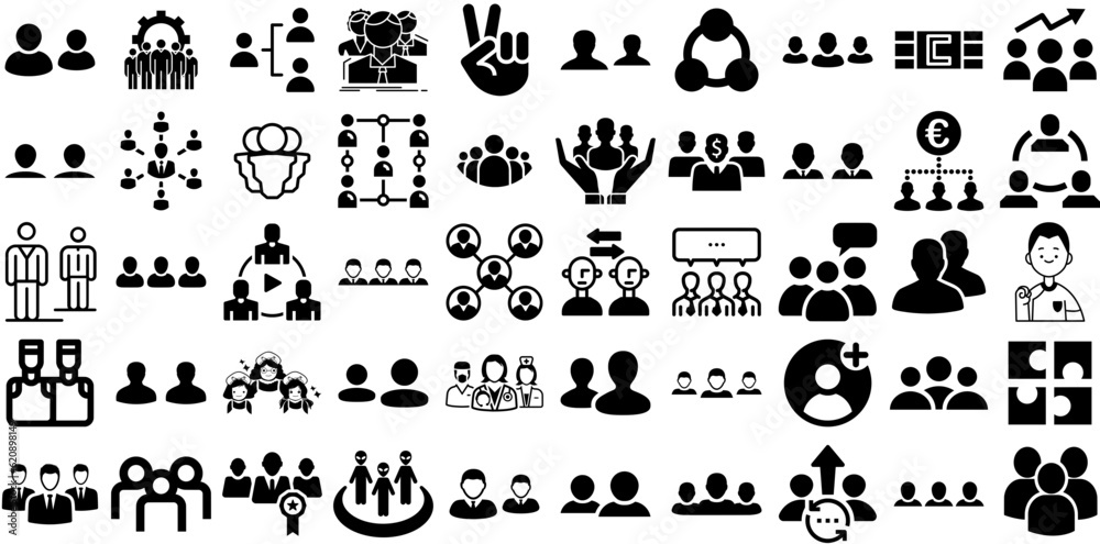 Massive Collection Of Team Icons Set Linear Cartoon Clip Art Team ...