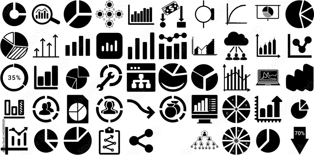 Vetor de Massive Set Of Diagram Icons Bundle Hand-Drawn Black Vector ...