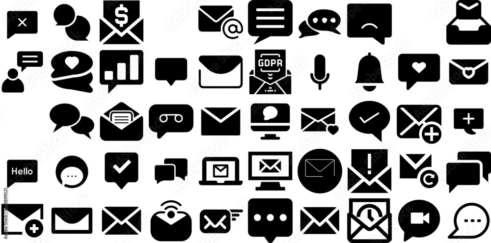 Mega Set Of Message Icons Set Linear Cartoon Symbol Optimization, Icon ...