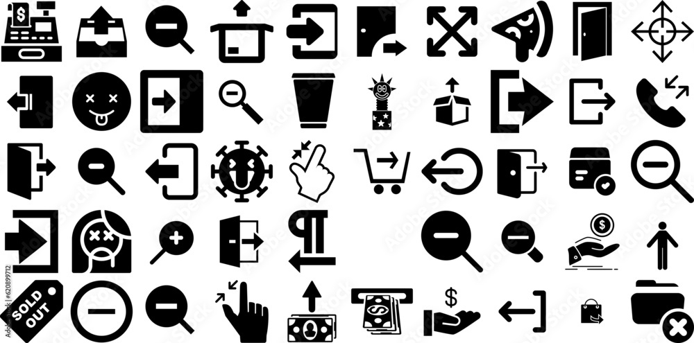Huge Set Of Out Icons Collection Hand-Drawn Black Infographic Elements ...