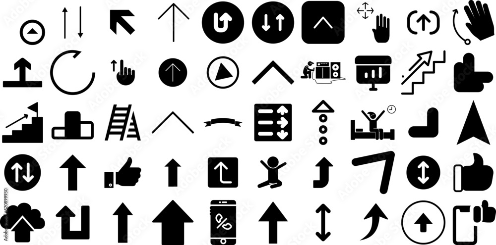 Massive Set Of Up Icons Pack Black Simple Signs Yes Finance Icon