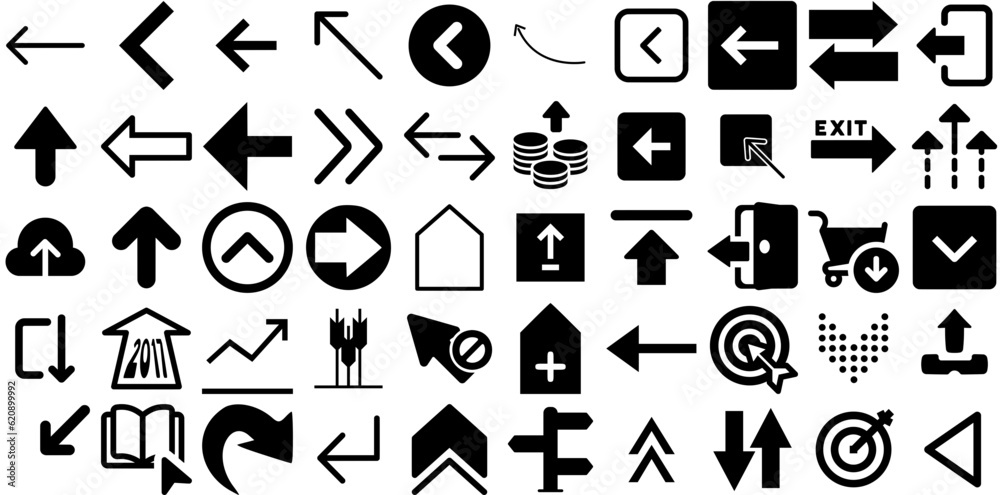 Big Collection Of Arrow Icons Bundle Linear Modern Glyphs Infographic ...