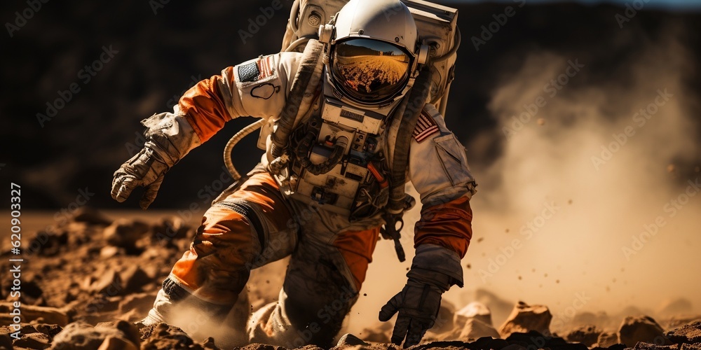 astronaut doing a dab dance move on moon's surface Stock Photo | Adobe ...