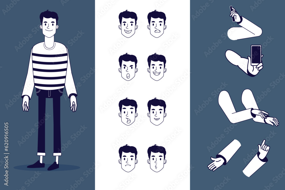 A character to animate your Motion Design. Vector set of a male ...