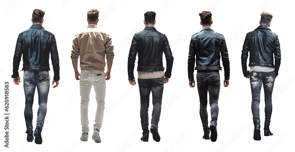 man rear view. Full view. Back view. Walking away. Casual fashion ...