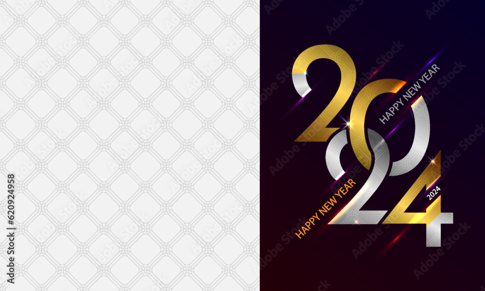 Happy New Year 2024. Modern gold style number of 2024 on dark ...