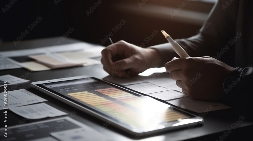 Business developer using Kanban board framework on digital tablet and ... Business developer using Kanban board framework on digital tablet and ...