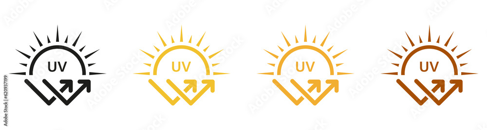 Block Solar Radiation and Ultraviolet Rays Symbol Collection. Sunblock ...