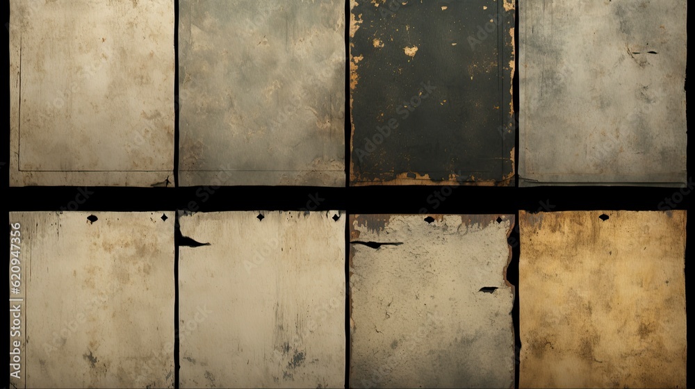 Antique Old Folders: Set of Blank and Damaged Documents with Dirty ...