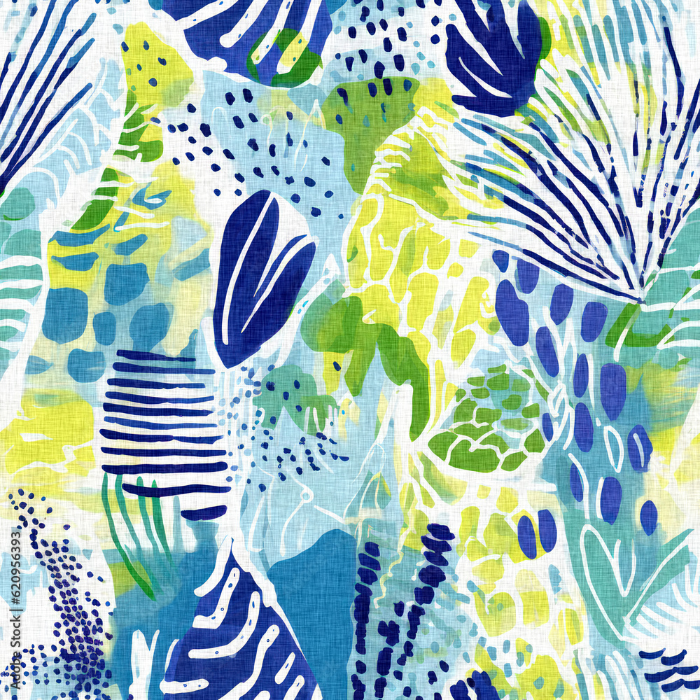 Tropical modern coastal pattern clash fabric coral reef print for ...