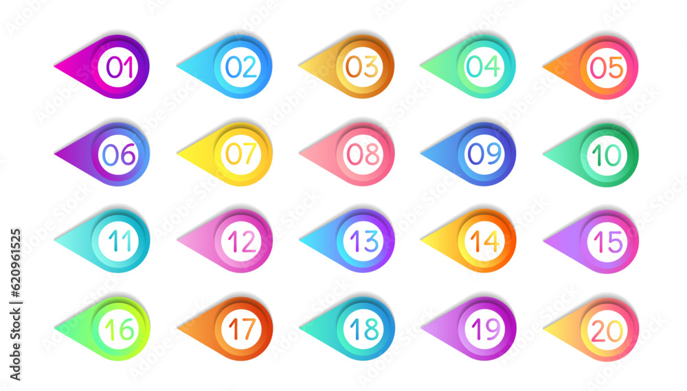 Bullet numbers. Infographic buttons and points. Icon with numbers from ...