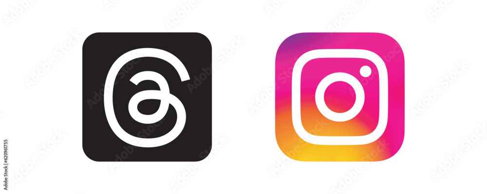 Threads and Instagram logo vector. New social media app. Isolated on ...