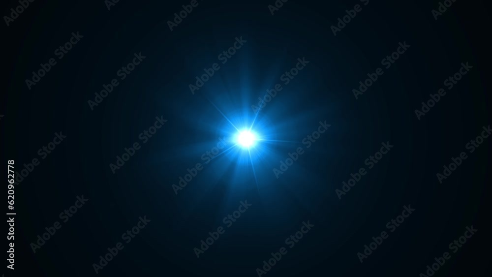 3D animation. Abstract Blue Particles on Black Background and optical ...