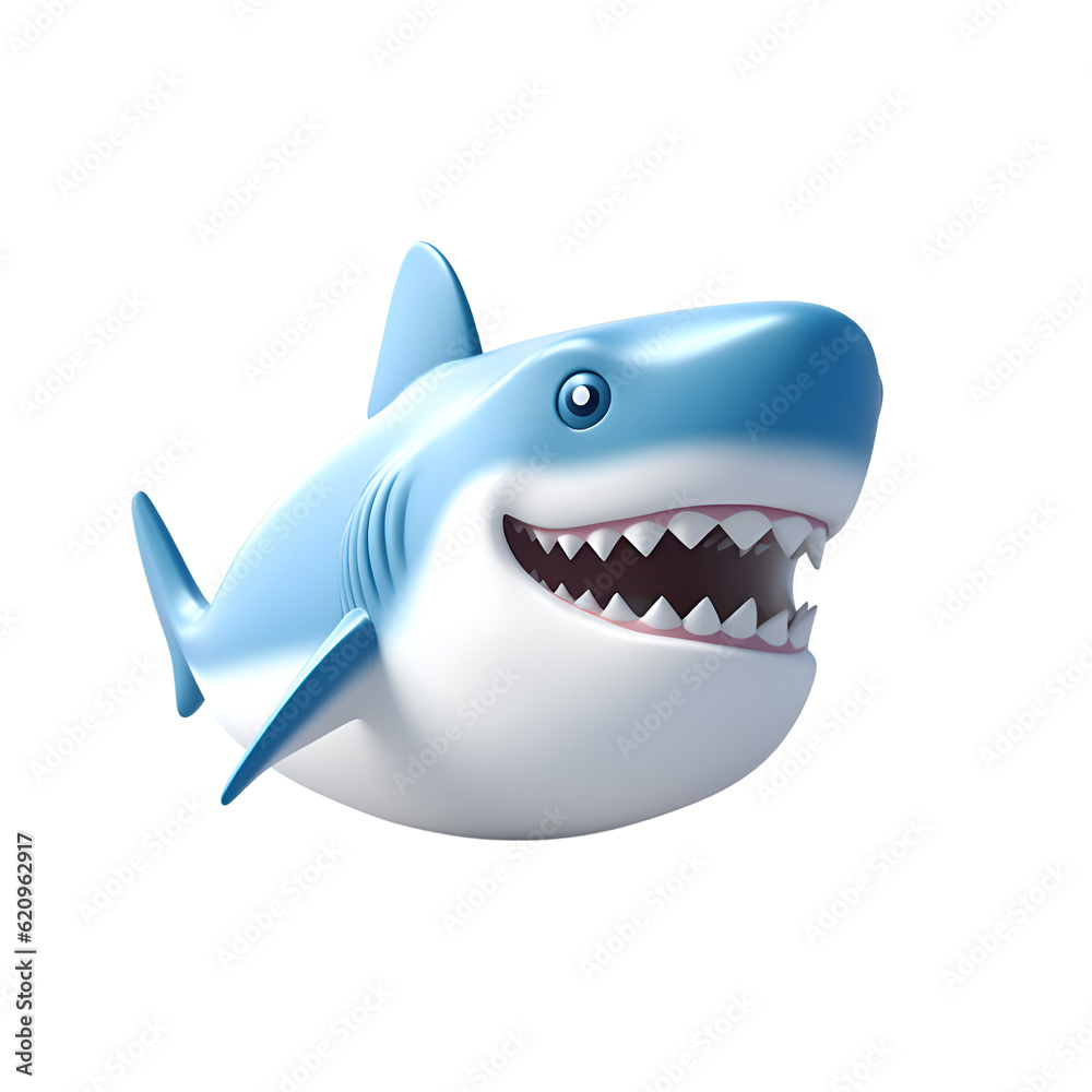 3d render of shark object on isolated transparent background Stock ...