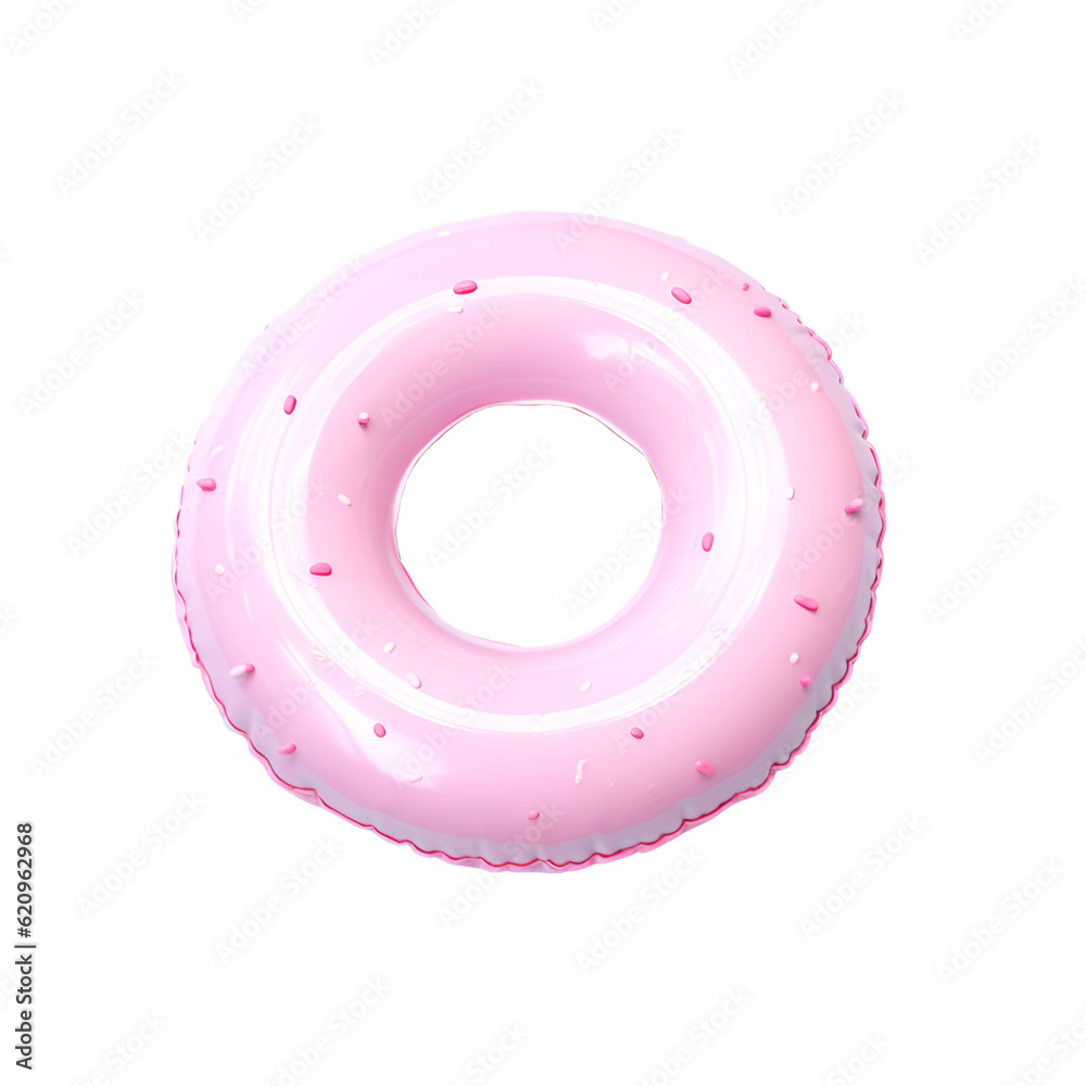 pink donut tube for summer swimming pool on isolated transparent ...